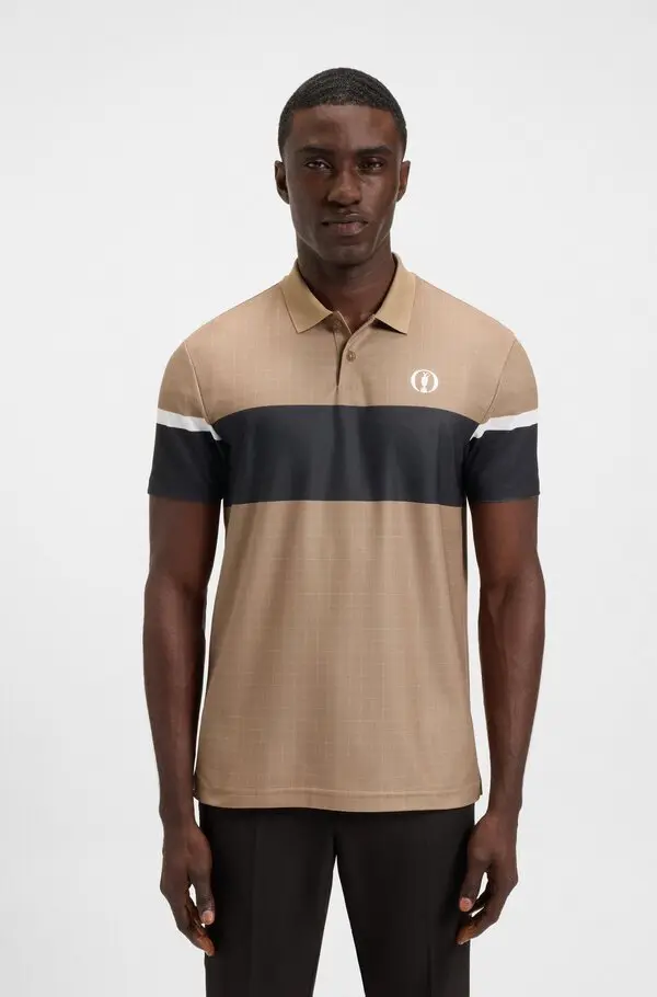 BOSS Paddy Grid-pattern Polo Shirt - Beige