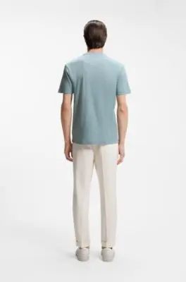 BOSS Crewneck T-shirt In Mercerized Supima Cotton - Light Blue