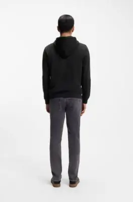 BOSS Cotton Terry Hoodie With Logo Patch - Black