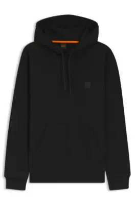 BOSS Cotton Terry Hoodie With Logo Patch - Black