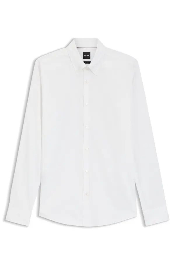 BOSS Slim-fit Shirt In Cotton-blend Poplin - White