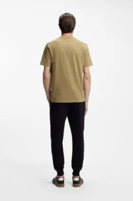 BOSS Bubble-jacquard Structure T-shirt In A Cotton Blend - Khaki