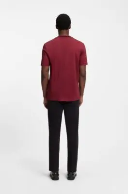 BOSS Mercerised-cotton T-shirt With Two-tone Monograms - Dark Red