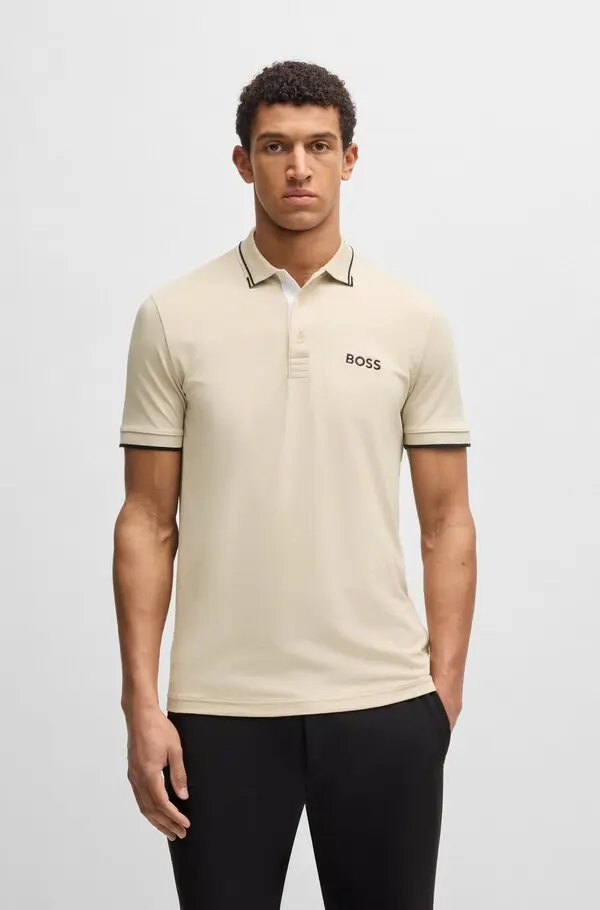 BOSS Active Paddy Regular-fit Polo Shirt In Quick-dry Stretch Pique - Light Beige