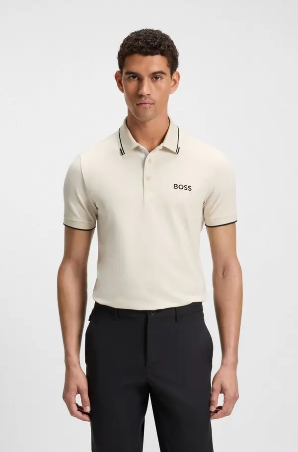 BOSS Active Paddy Regular-fit Polo Shirt In Quick-dry Stretch Pique - White