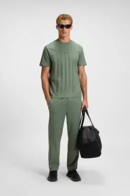 BOSS Jacquard-pattern T-shirt In Cotton - Light Green