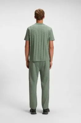 BOSS Jacquard-pattern T-shirt In Cotton - Light Green