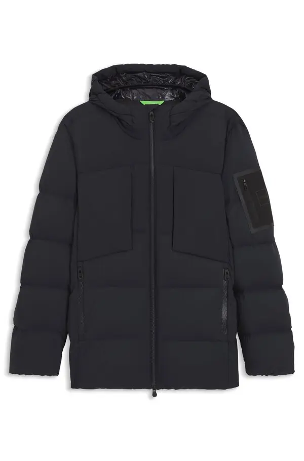 BOSS Down-filled Parka Jacket With Water-repellent Finish - Dark Blue