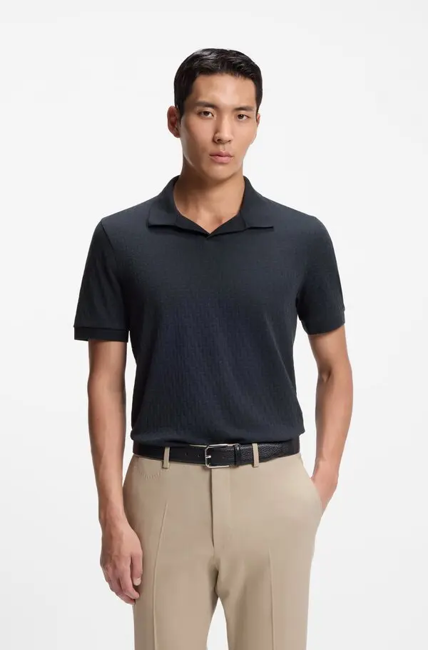 BOSS Johnny-collar Polo Shirt In Italian Stretch Cotton - Dark Blue