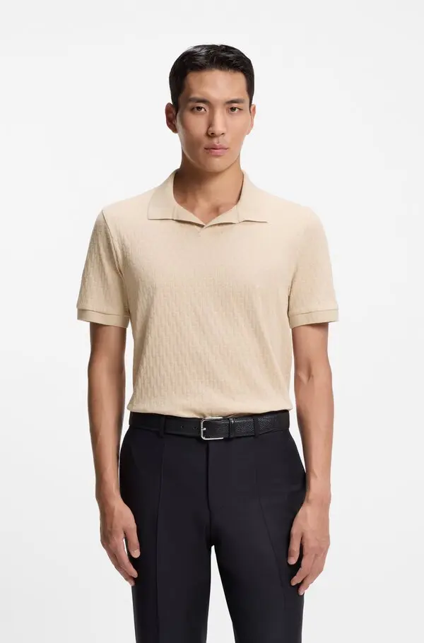 BOSS Johnny-collar Polo Shirt In Italian Stretch Cotton - Light Beige