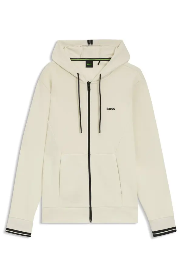 BOSS Cotton-blend Zip-up Hoodie - White