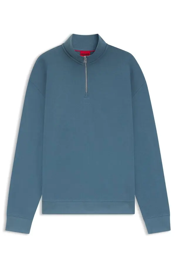 Hugo Logo-print Cotton Terry Sweatshirt - Light Blue