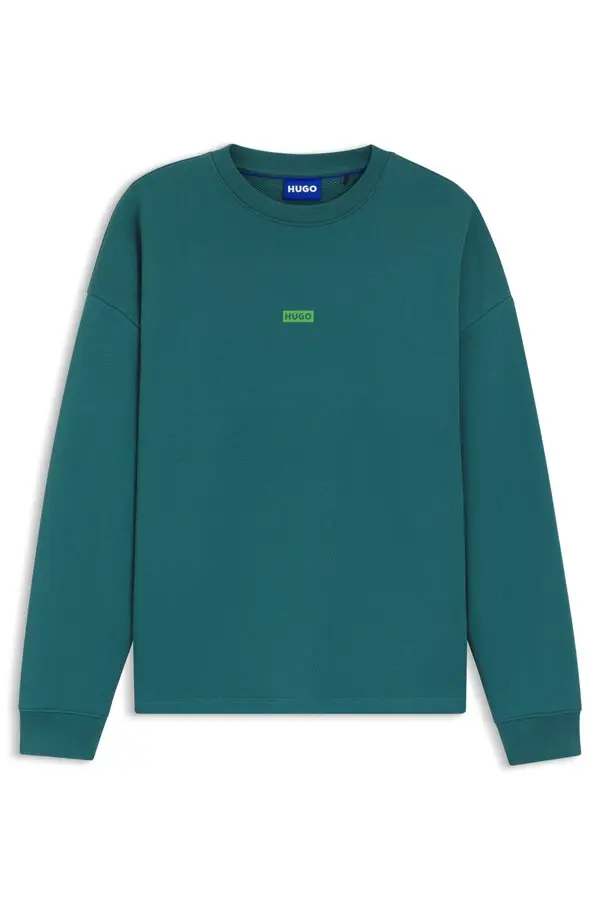 Hugo Logo-print Cotton Terry Sweatshirt - Turquoise