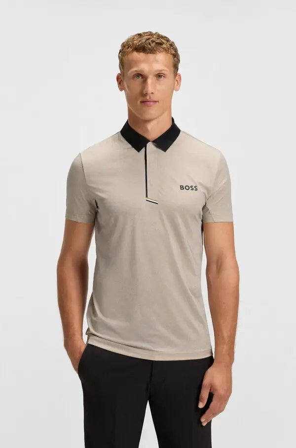 BOSS Paddy Polo Shirt In Quick-dry Stretch Jersey - Beige
