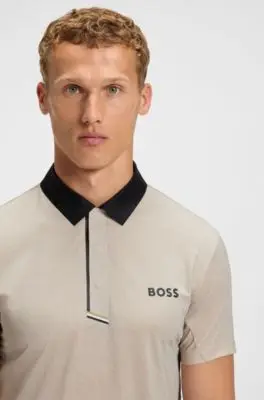 BOSS Paddy Polo Shirt In Quick-dry Stretch Jersey - Beige