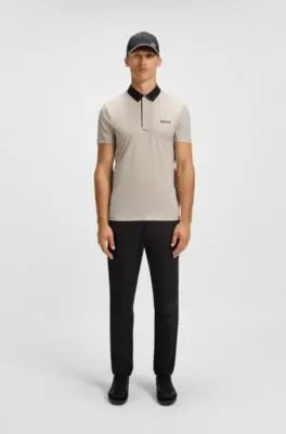 BOSS Paddy Polo Shirt In Quick-dry Stretch Jersey - Beige