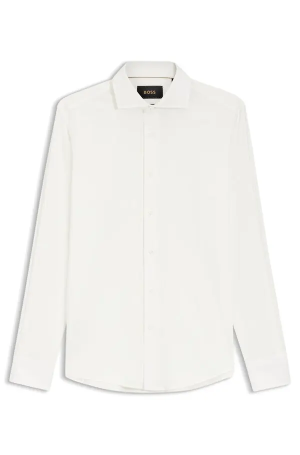 BOSS Slim-fit Shirt In An Italian-made Cotton Blend - White