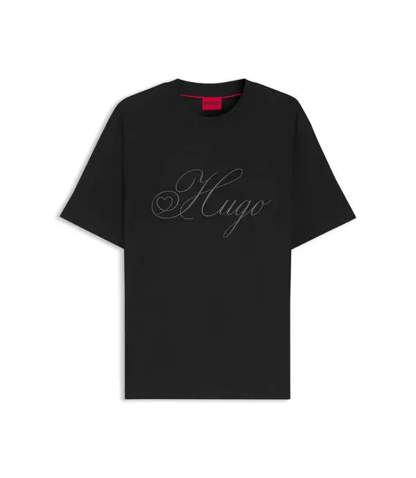 Hugo Embroidered-logo T-shirt In Cotton Jersey