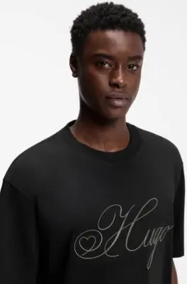 Hugo Embroidered-logo T-shirt In Cotton Jersey