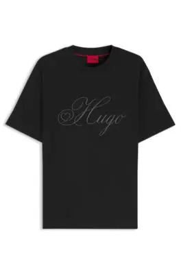 Hugo Embroidered-logo T-shirt In Cotton Jersey