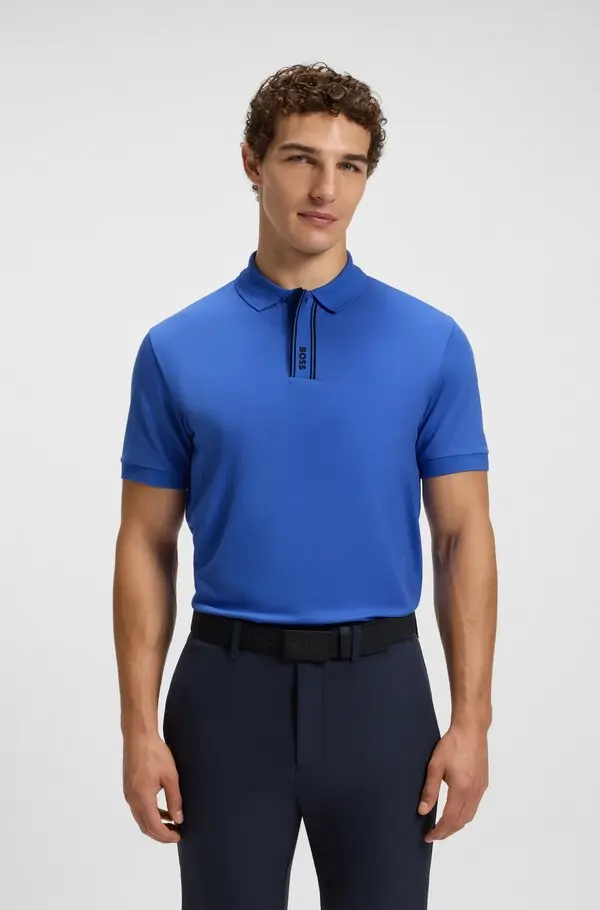 BOSS Paddy Polo Shirt With Logo Placket - Blue