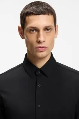 BOSS Slim-fit Shirt In A Performance-stretch Cotton Blend - Black