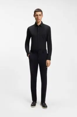 BOSS Slim-fit Shirt In A Performance-stretch Cotton Blend - Black
