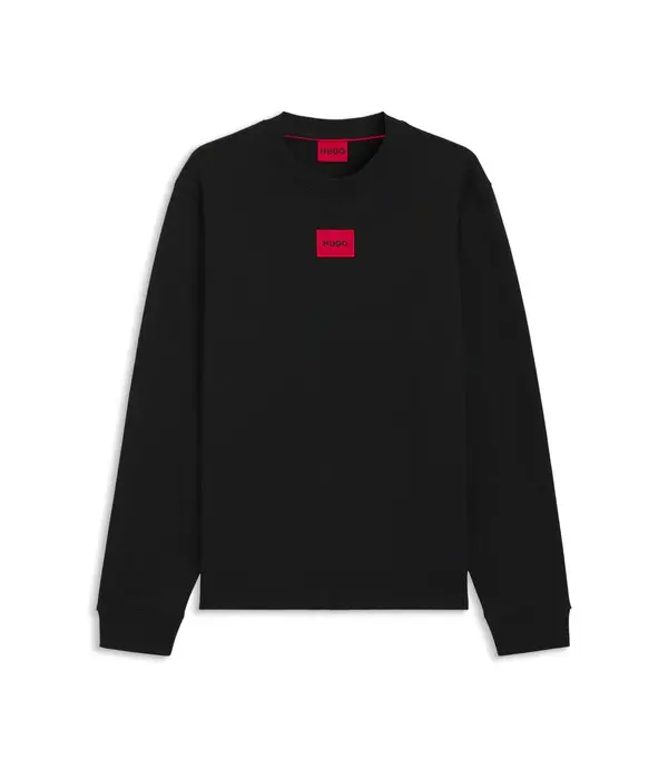 Hugo Cotton-terry Sweatshirt With Logo Label - Black