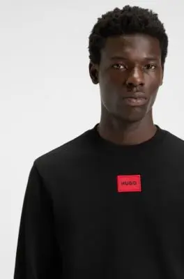 Hugo Cotton-terry Sweatshirt With Logo Label - Black
