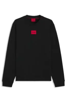 Hugo Cotton-terry Sweatshirt With Logo Label - Black