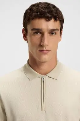 BOSS Mercerised-cotton Polo Shirt With Two-tone Structure
