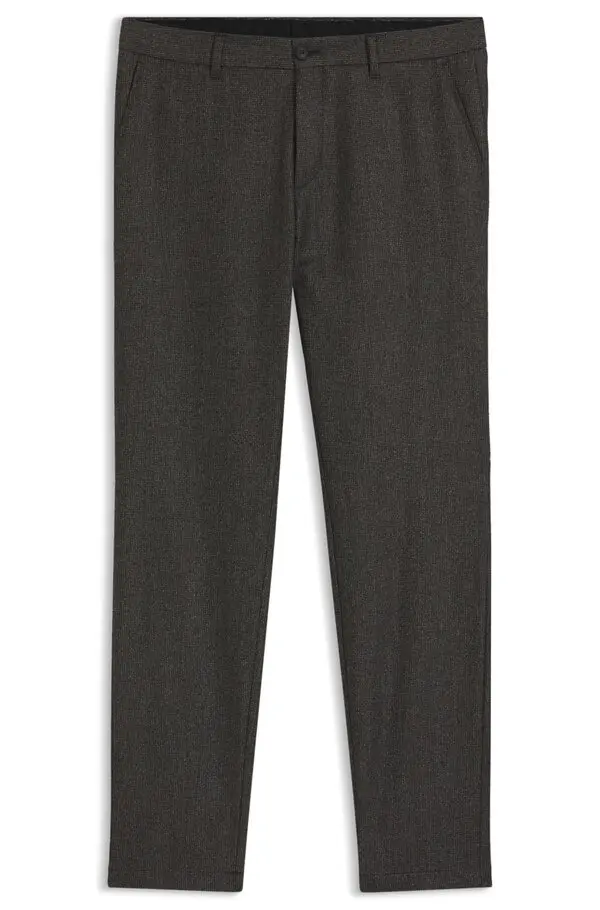 BOSS Slim-fit Virgin Wool Trousers - Dark Brown