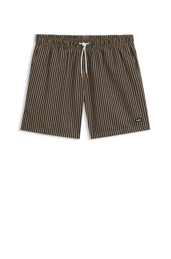 BOSS Striped Swim Shorts - Khaki