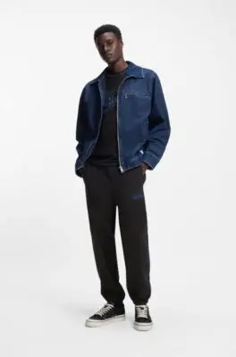 Hugo Logo-artwork Tracksuit Bottoms In Cotton Terry