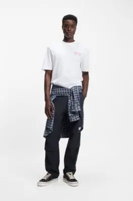 Hugo Marine-artwork T-shirt In Cotton Jersey - White