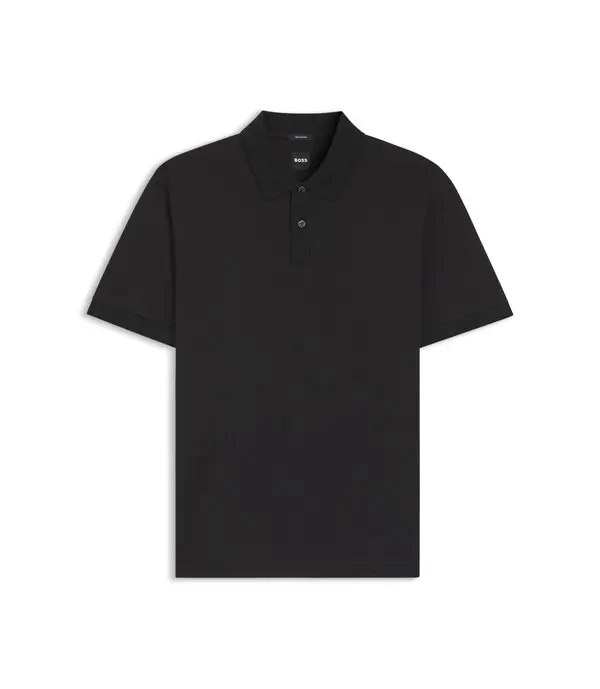 BOSS Micro-pattern Polo Shirt In Mercerised Cotton - Black