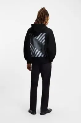 Hugo Cotton-terry Hoodie With Graphic Print And Embroidered Logo