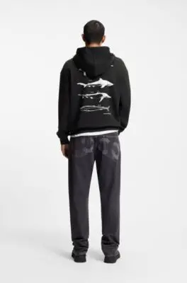 Hugo Cotton Terry Hoodie With Marine Artwork