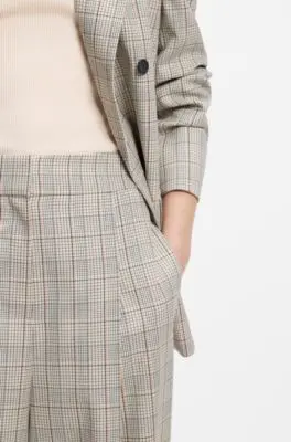 BOSS Checked Oversized-fit Trousers