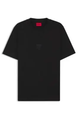 Hugo Rubber-logo T-shirt In Cotton Jersey - Black