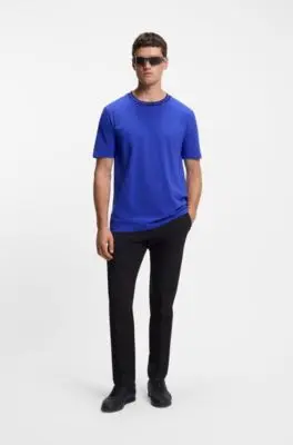 BOSS Cotton T-shirt With Logo Crew Neck - Blue