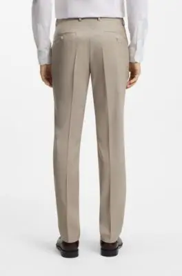 BOSS Three-piece Slim-fit Suit In Patterned Stretch Wool - Khaki
