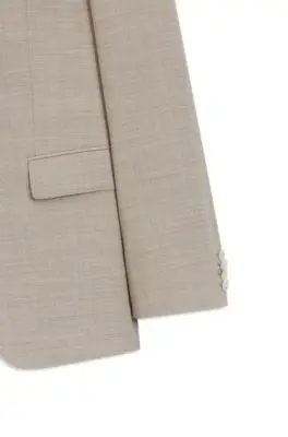 BOSS Three-piece Slim-fit Suit In Patterned Stretch Wool - Khaki