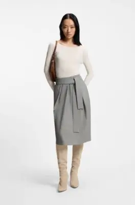 BOSS Belted Pleated Skirt