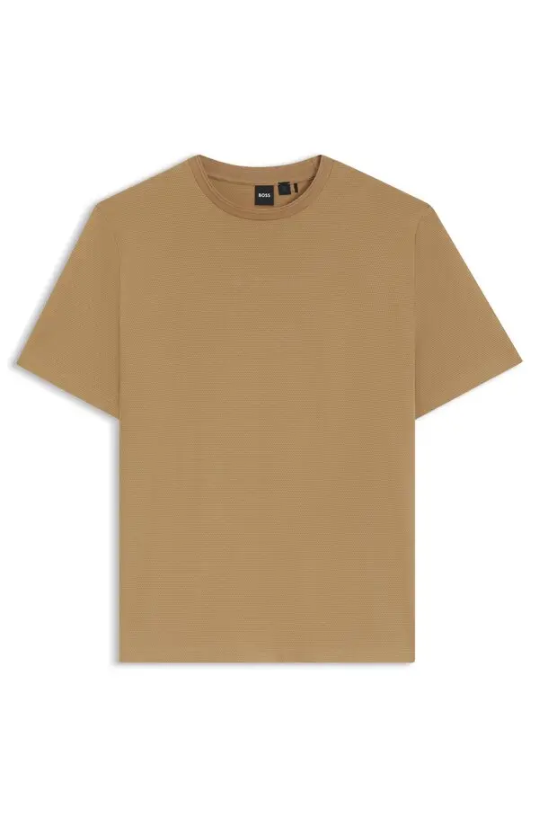 BOSS Cotton-blend T-shirt With Bubble-jacquard Structure - Beige