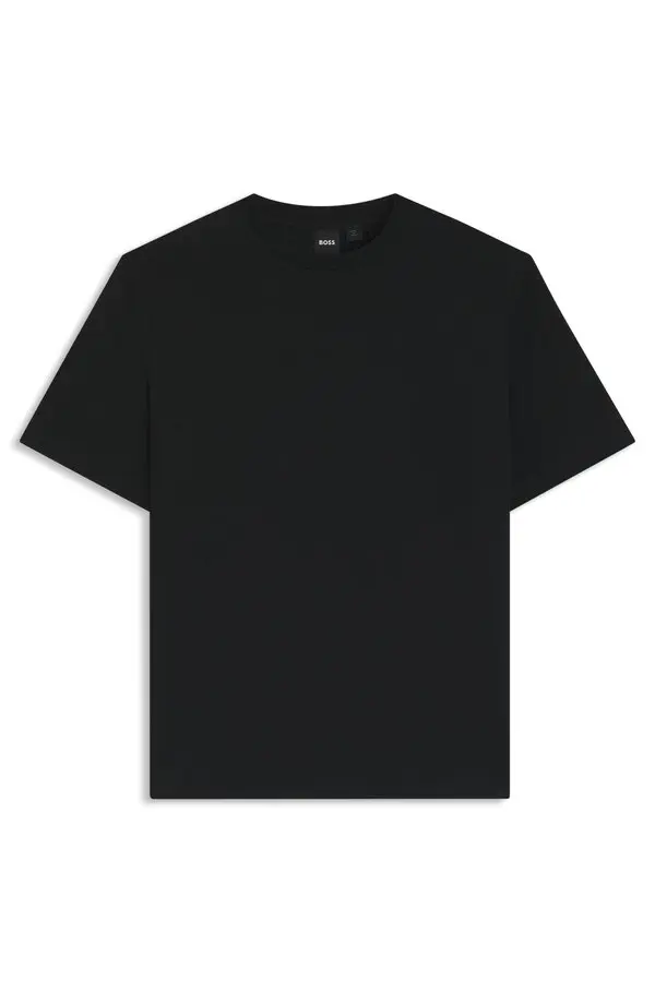 BOSS Cotton-blend T-shirt With Bubble-jacquard Structure - Black