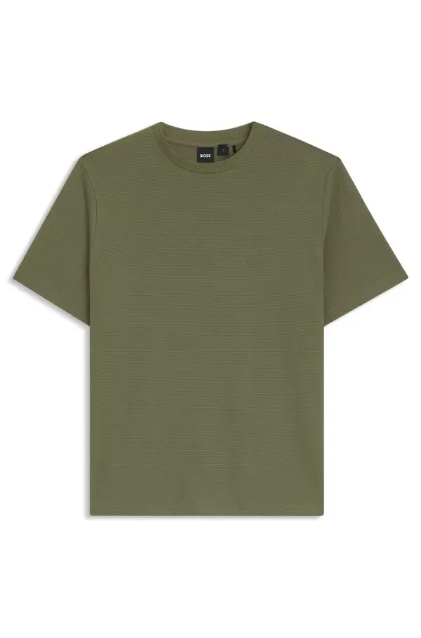 BOSS Cotton-blend T-shirt With Bubble-jacquard Structure - Green