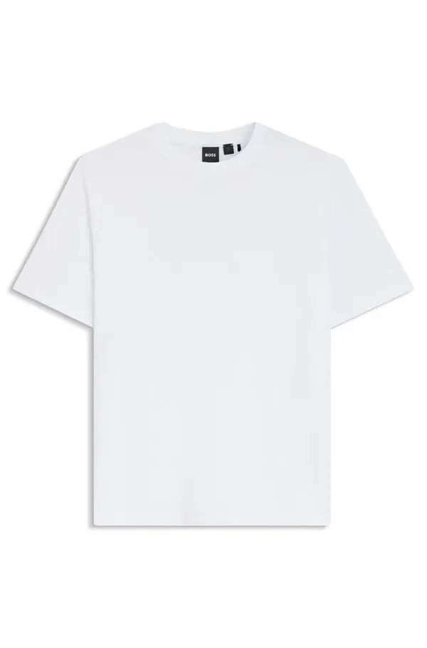 BOSS Cotton-blend T-shirt With Bubble-jacquard Structure - White