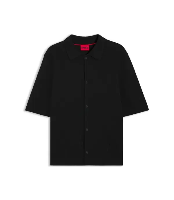 Hugo Regular-fit Shirt With Ribbed Structure - Black