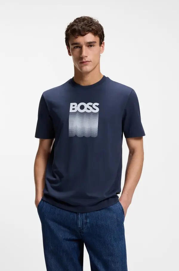BOSS Regular-fit T-shirt In Cotton Jersey - Light Blue